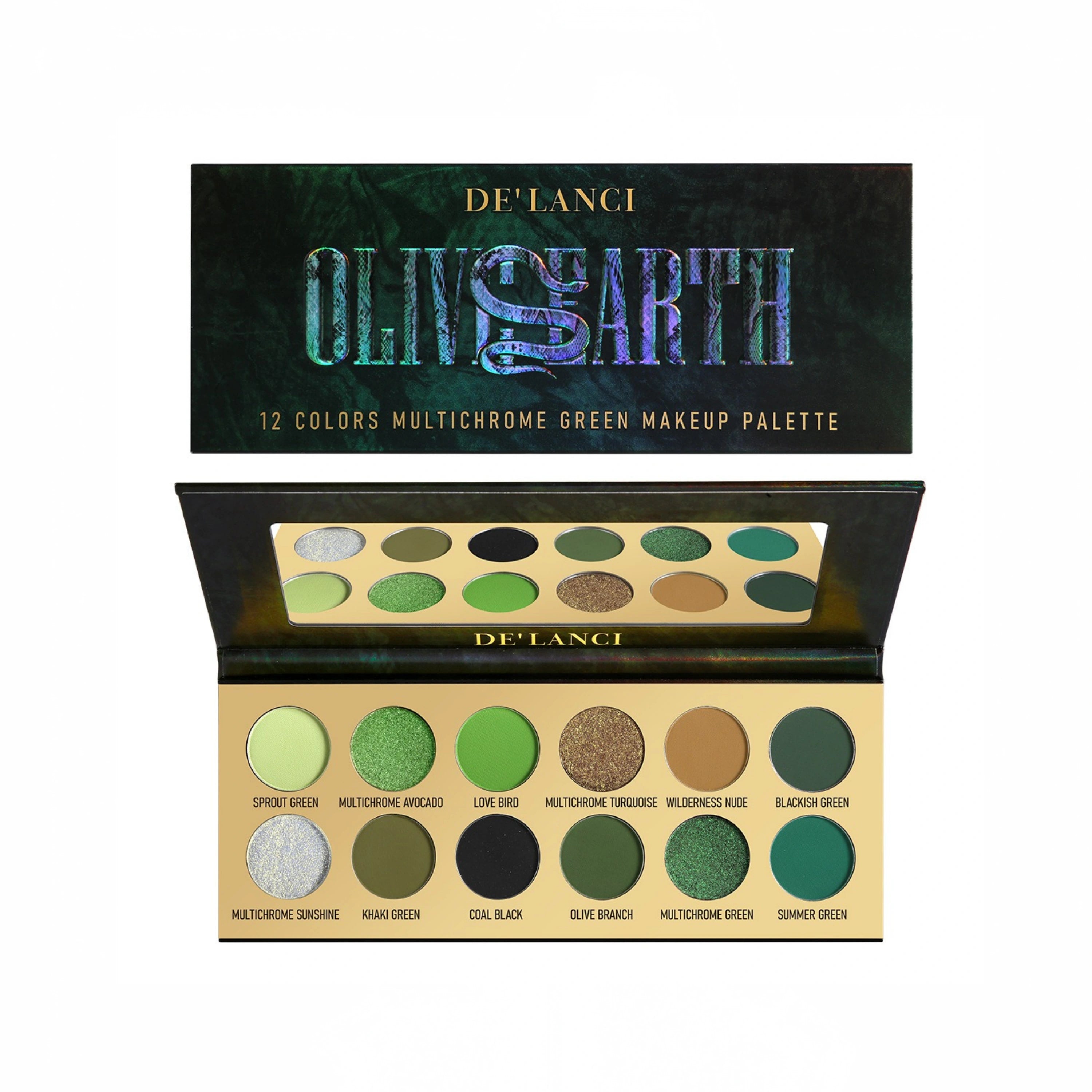 DE'LANCI Olive Earth 12 Colors Multichrome Green Makeup Palette 18.8g ...