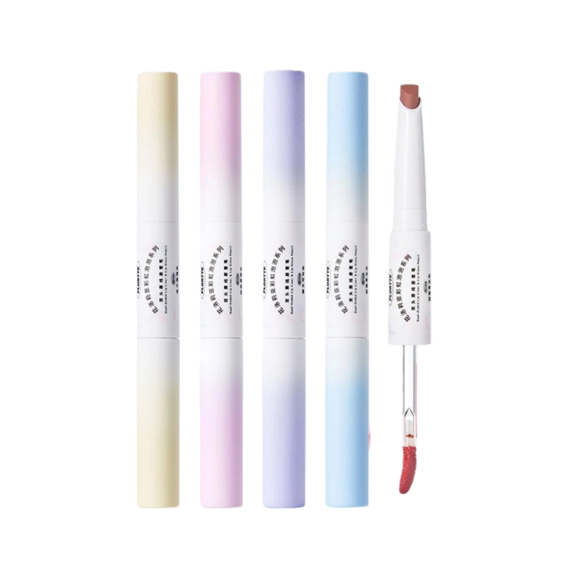 Flortte - Rainbow Bubble Double-Ended Lip Liner n Lip Gloss Pencil 2.8